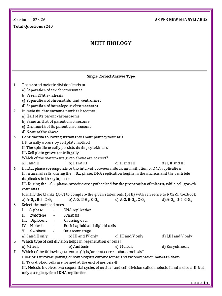 Cell Cycle and Cell Division-1 | PDF | Meiosis | Mitosis