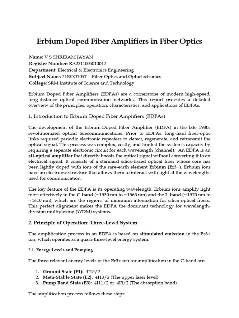 Fiber Optics Seminar Report | PDF | Wavelength Division Multiplexing | Optical Fiber