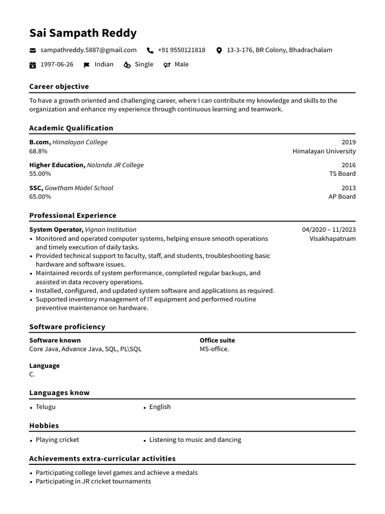 Sai Sampath Reddy FlowCV Resume 20250906 | PDF | Computing