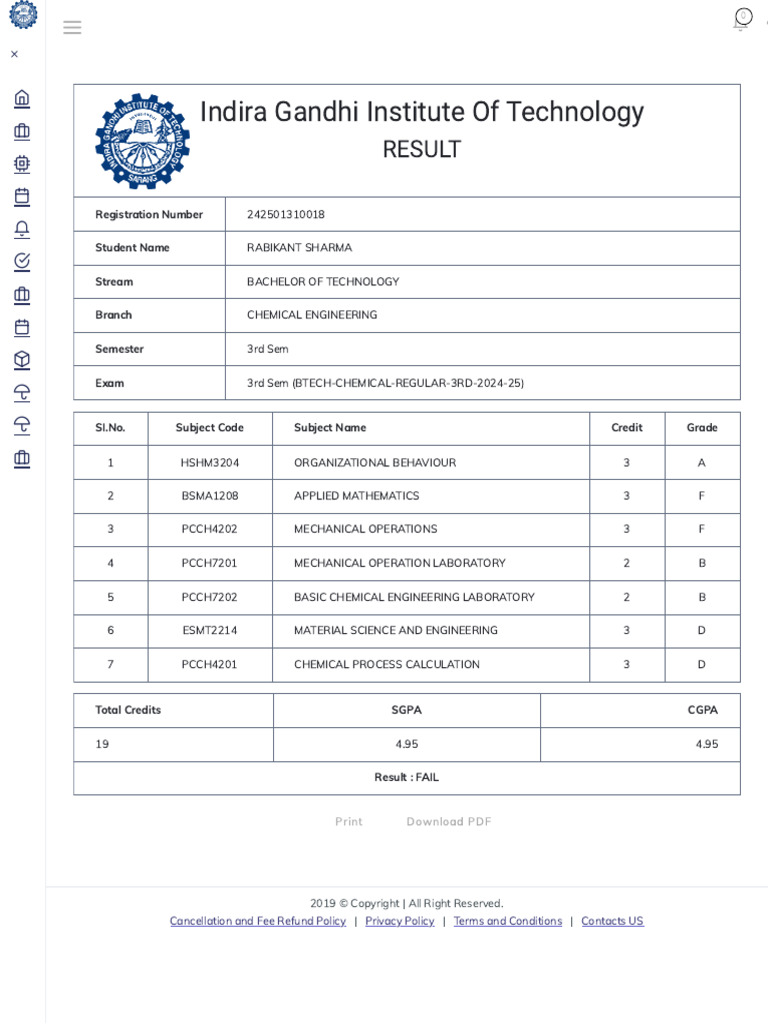 Result 3rd Sem Indira Gandhi Institute of Technology | PDF