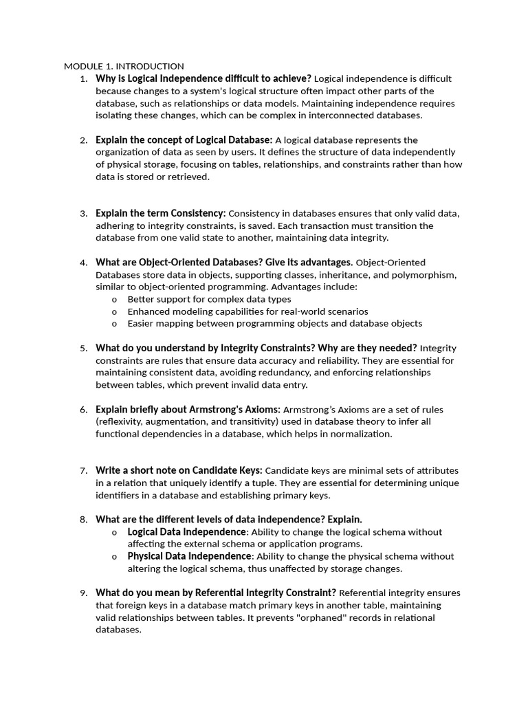 PYQ Solution_module Wise_dbms (1) | PDF | Databases | Database Index