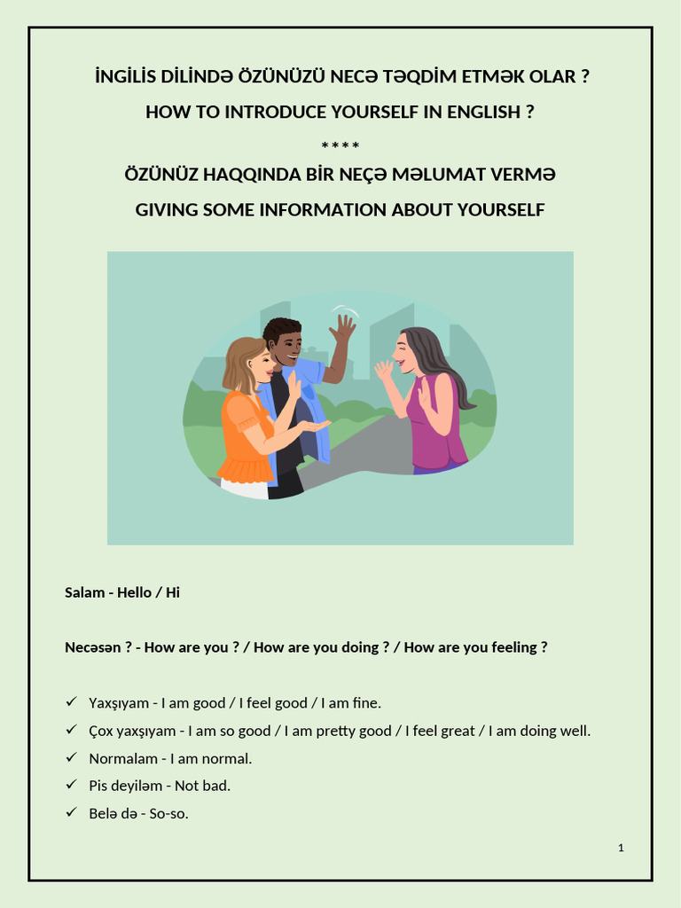 1 - Introducing Yourself in English | PDF