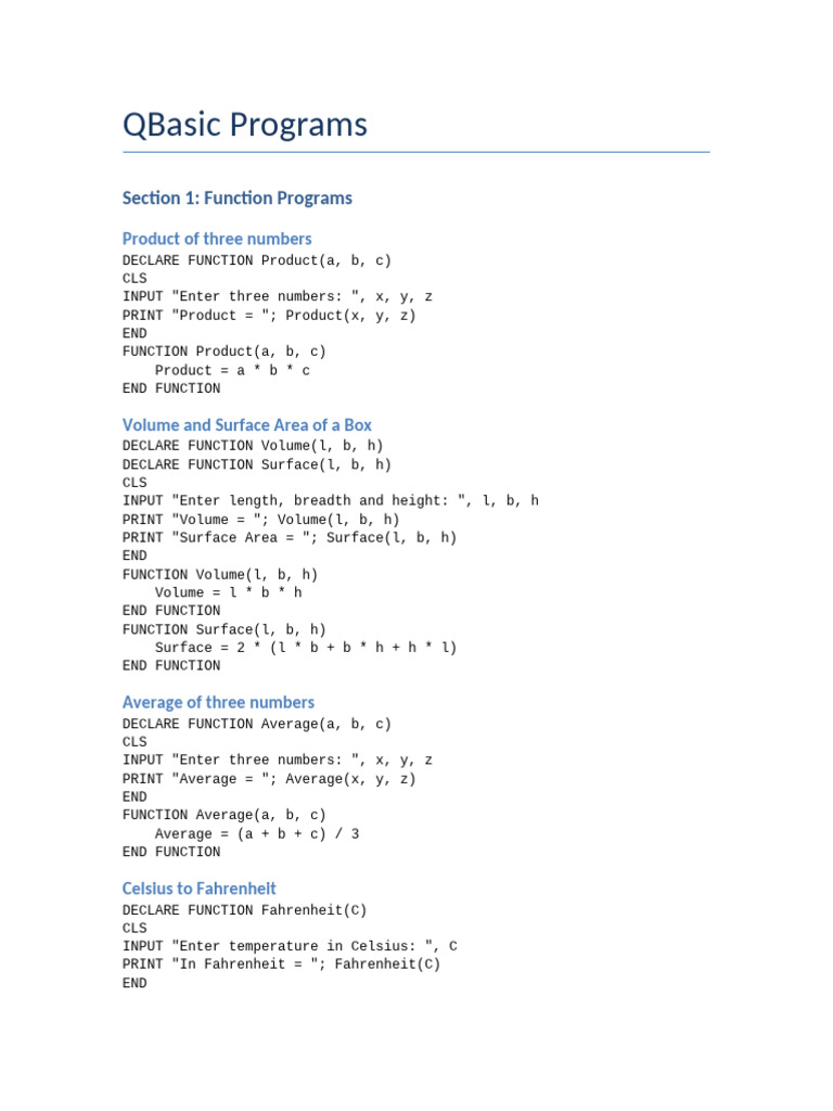 QBasic Programs | PDF