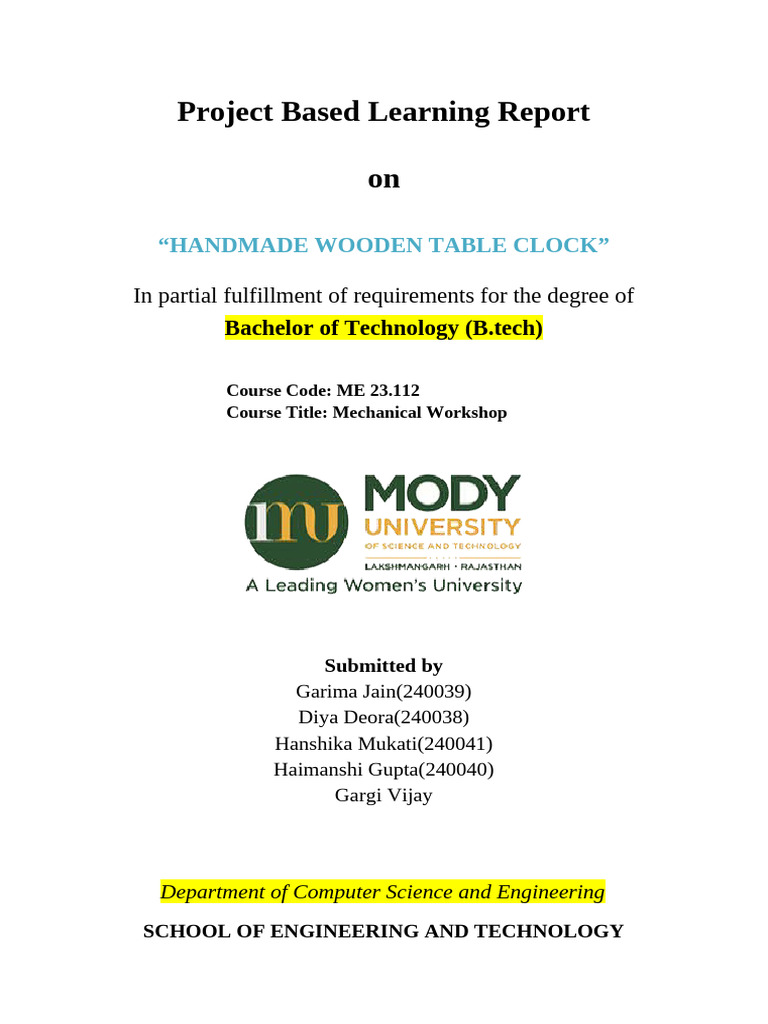 Mechanical Project Report | PDF | Clock