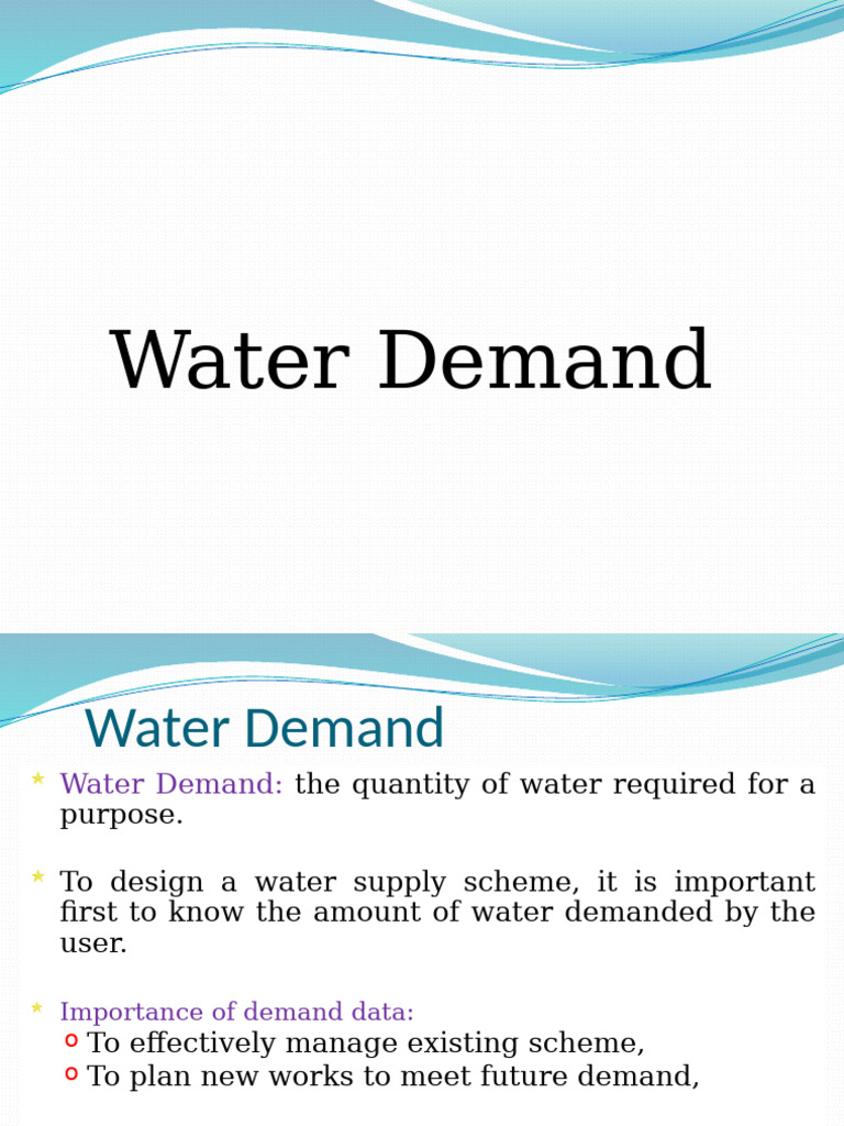 Water Demand Estimation and Factors | PDF | Demand | Water