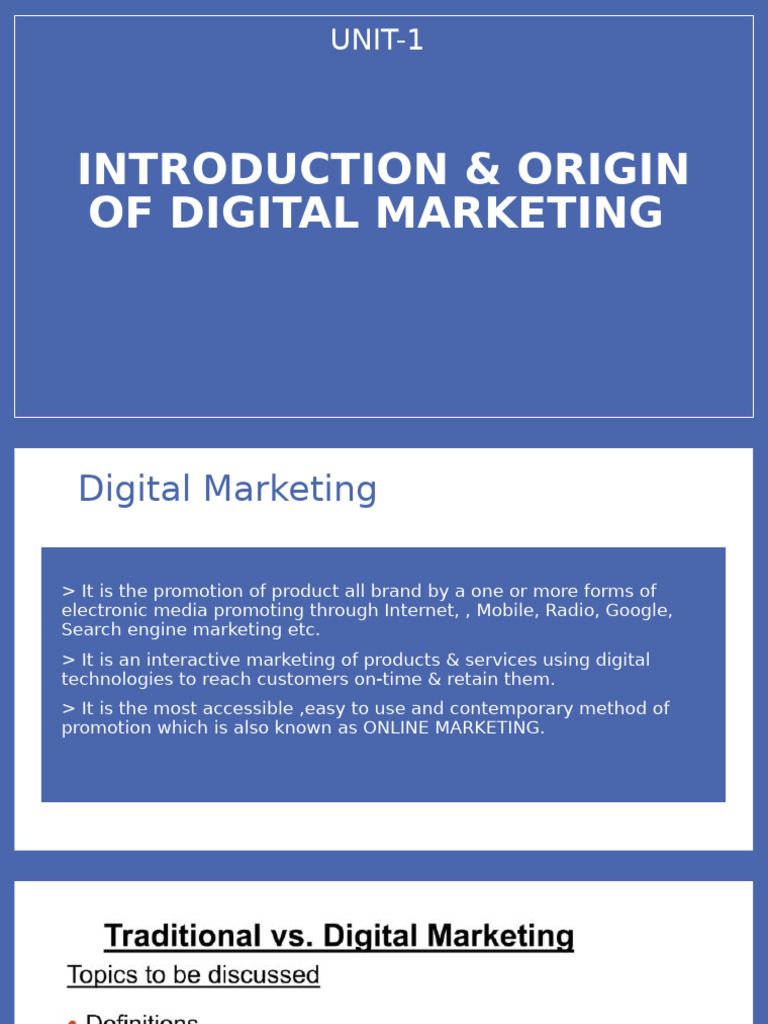 Unit1 - Introduction & Origin of Digital Marketing | PDF | Digital ...
