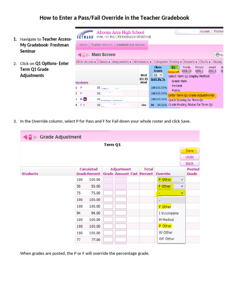 How to Enter a Pass or Fail Grade | PDF