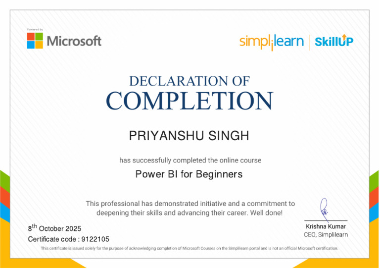 Simplilearn Certificate | PDF