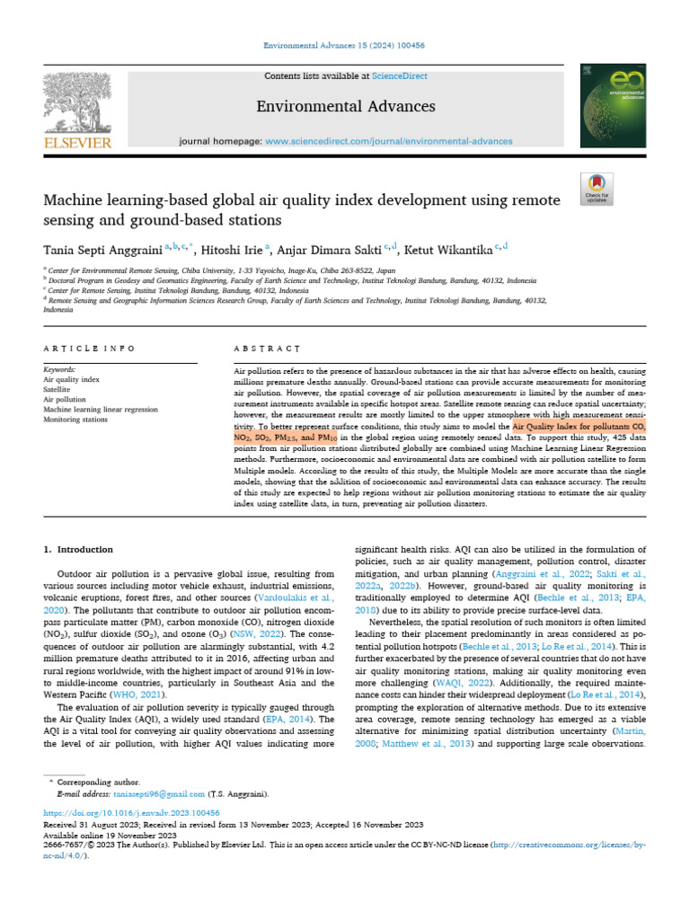 Machine Learning for Global Air Quality Index | PDF | Air Pollution ...
