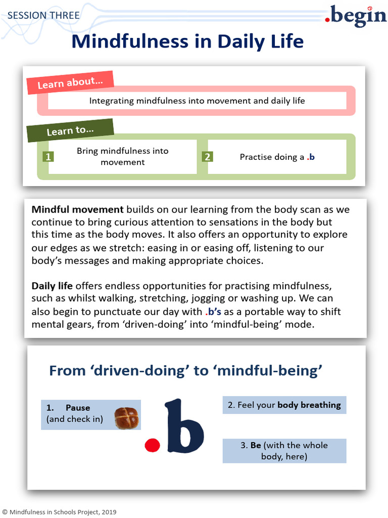 Session 3 Handout Dot Begin 2019 | PDF | Mindfulness | Psychological ...