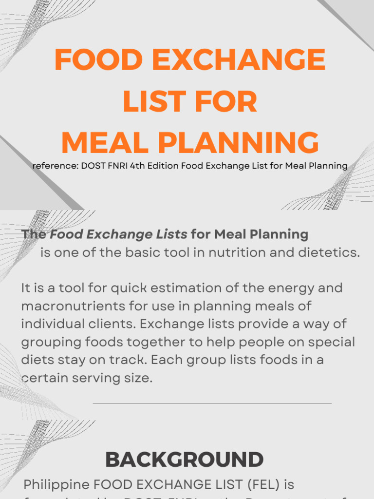 Lesson 1 Midterm Food Exchange List | PDF | Fat | Food Energy