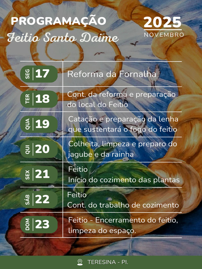 Programação do Feitio Santo Daime 2025 | PDF