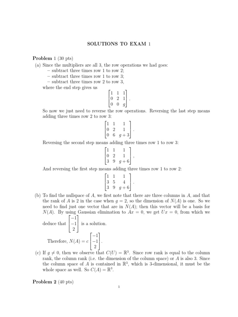 Exam1 (1) | PDF | Mathematical Concepts | Linear Algebra