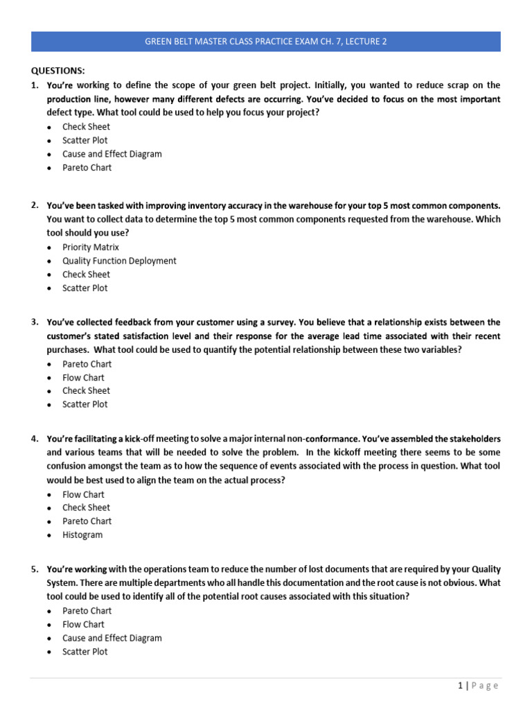 Quality Tools Exam Solutions by GB | PDF | Scatter Plot | Causality