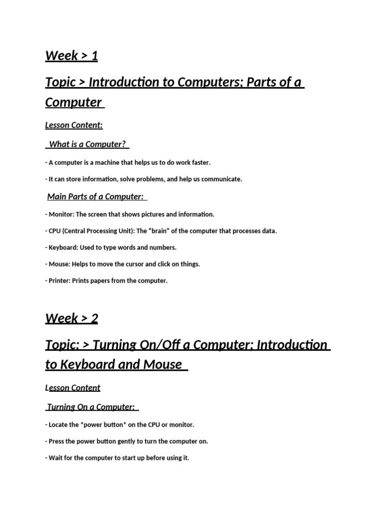 Basic Digital Literacy Lesson Note For Basic 4 | PDF | Cursor (User ...