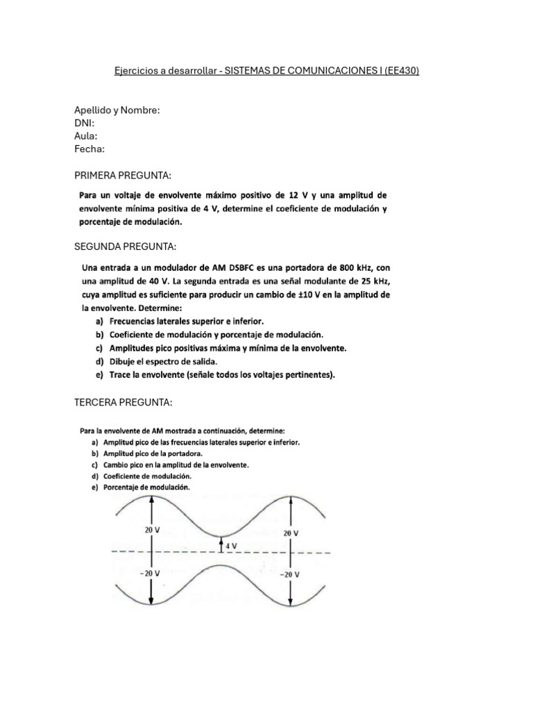 Ejercicios Sistemas Comunicaciones I - AM | PDF