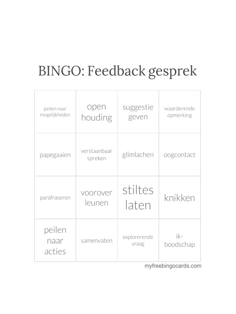 BINGO Feedback Gesprek (2) - 1 | PDF