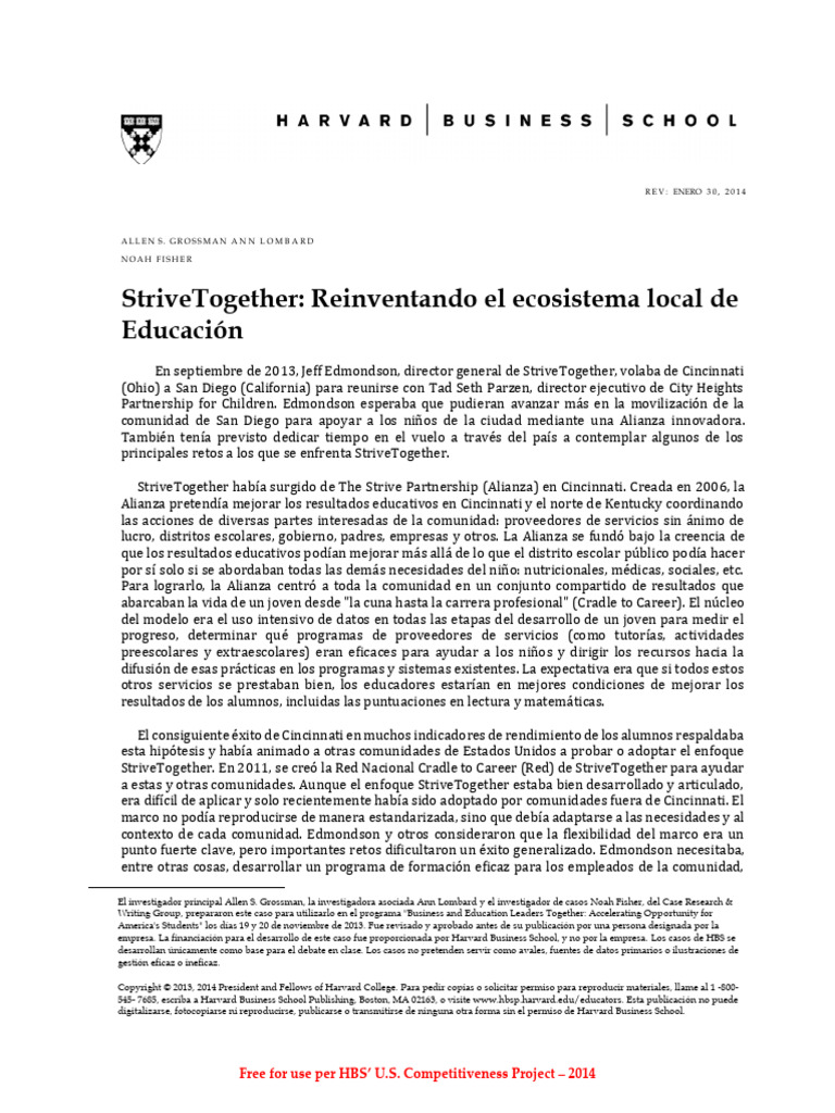 Strive Together Case Study_Español | PDF | Six Sigma | Escuelas