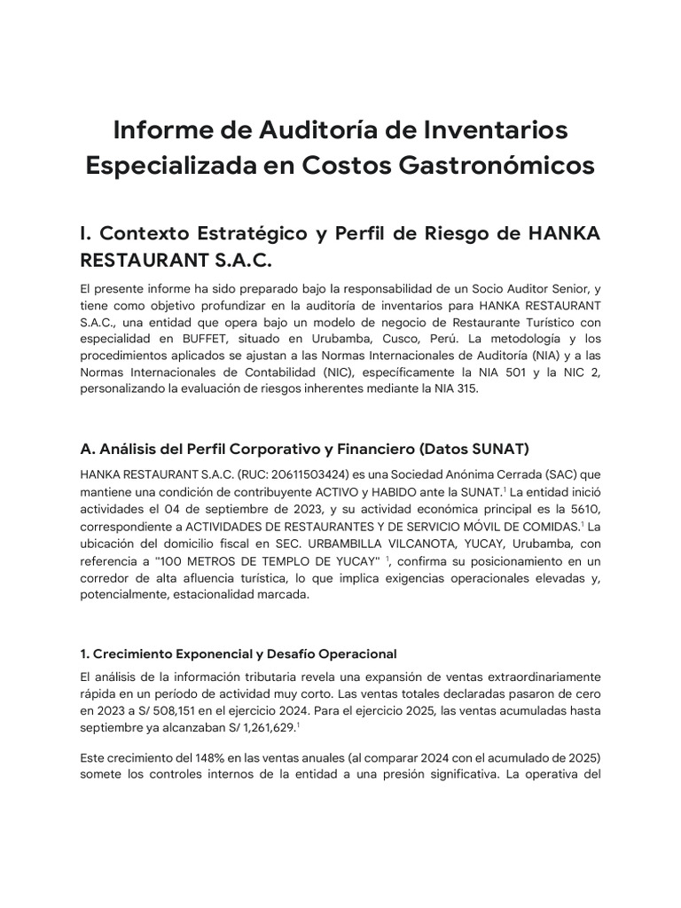 MONOGRAFIA - AUDITORIA DE INVENTARIOS - HANKA RESTAURANT | PDF ...