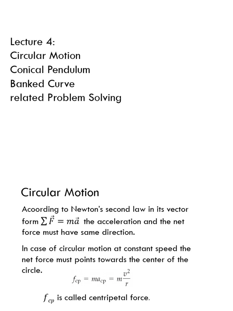 Circular Motion and Conical Pendulum | PDF | Force | Pendulum