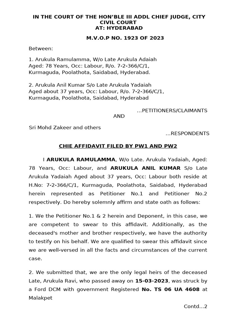 Chief Affidavi If Ramulamma Final | PDF | Affidavit