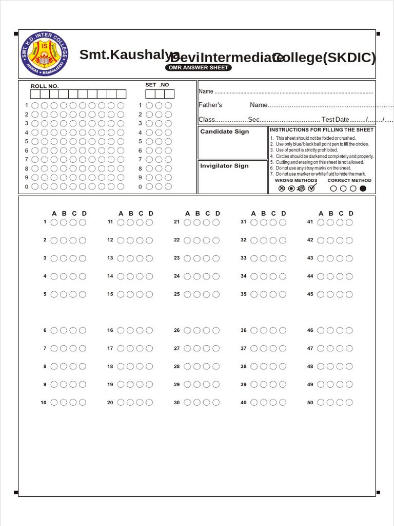 50 Questions OMR Sheet | PDF | Chess Openings | Chess