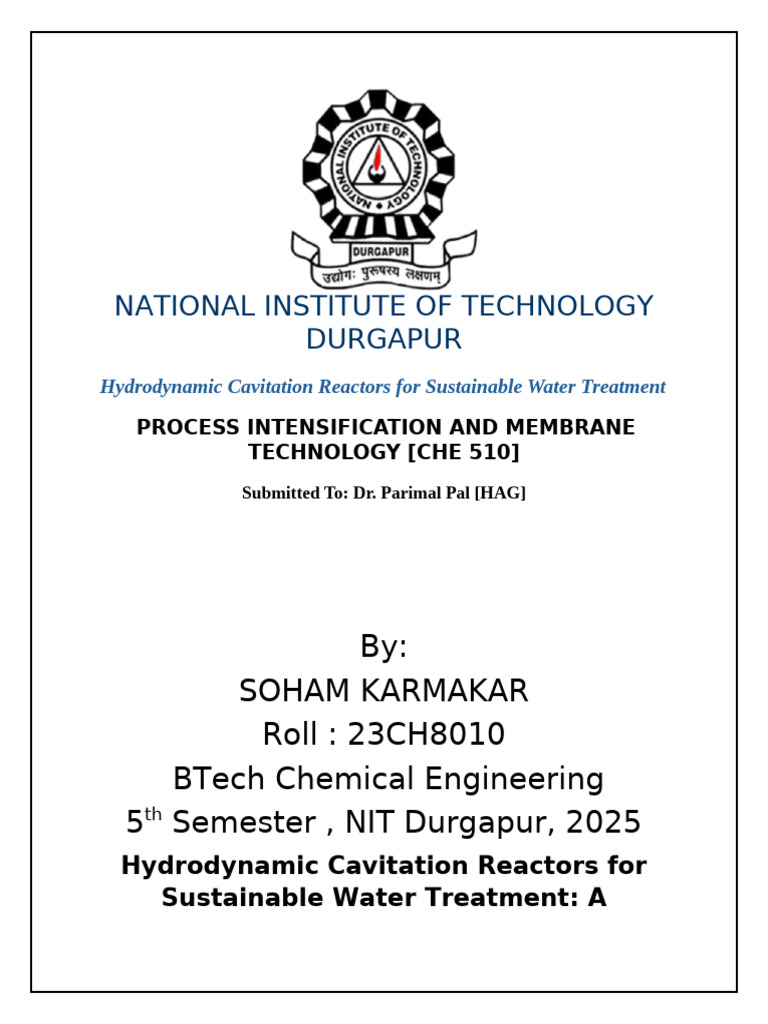 Hydrodynamic Cavitation Reactors For Sustainable W P | PDF | Sewage ...