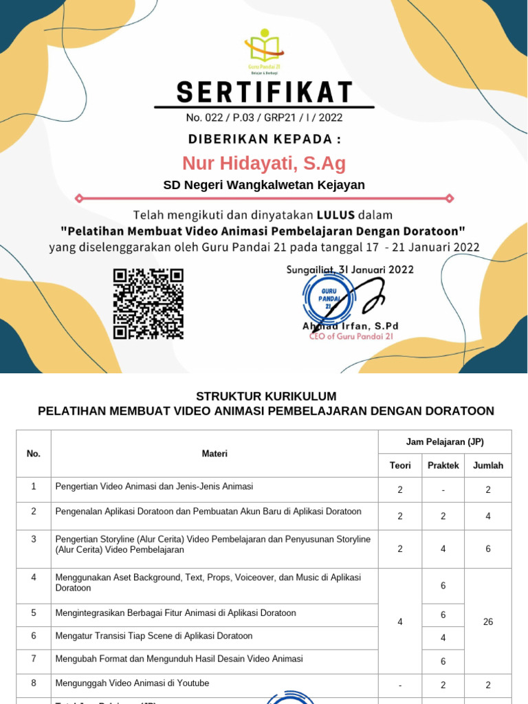 Sertifikat Pelatihan 40 Jp 2020 | PDF