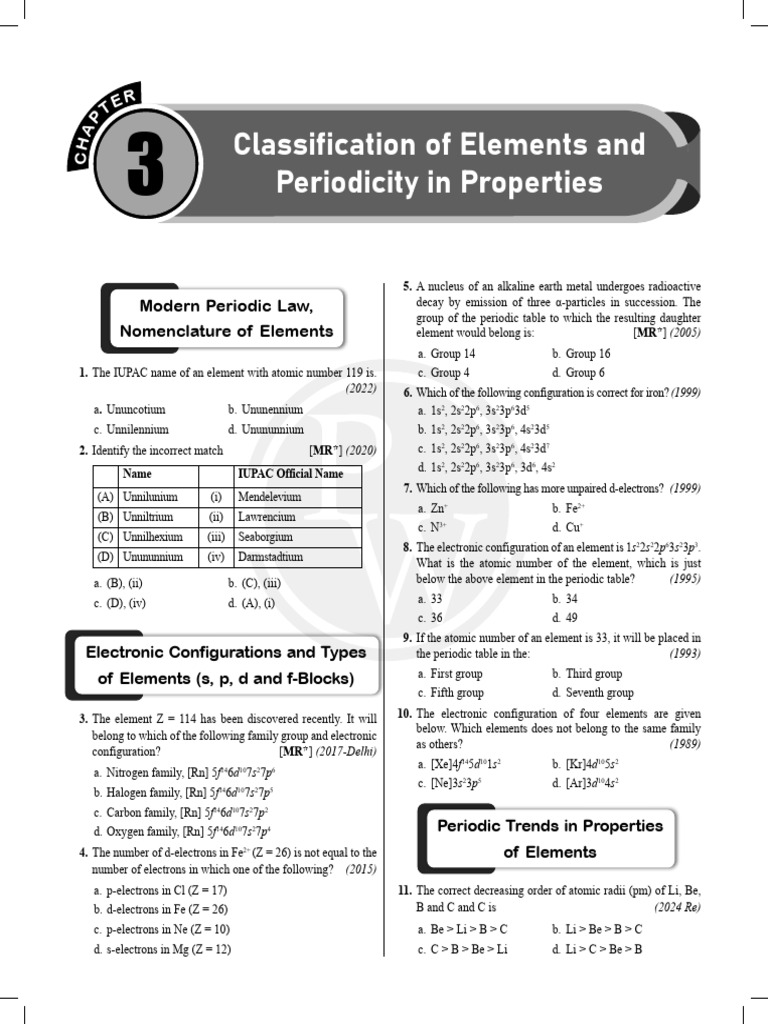Classification of Elements and Periodicity in Properties | PDF | Ion ...