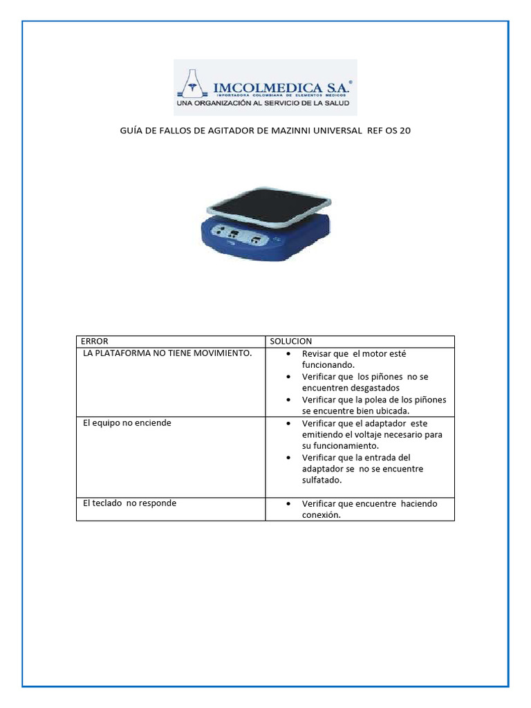 Bio-646v Agitador de Mazzinni Guia de Fallas | PDF
