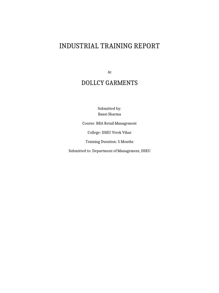 Dollcy Garments Training Report Template | PDF