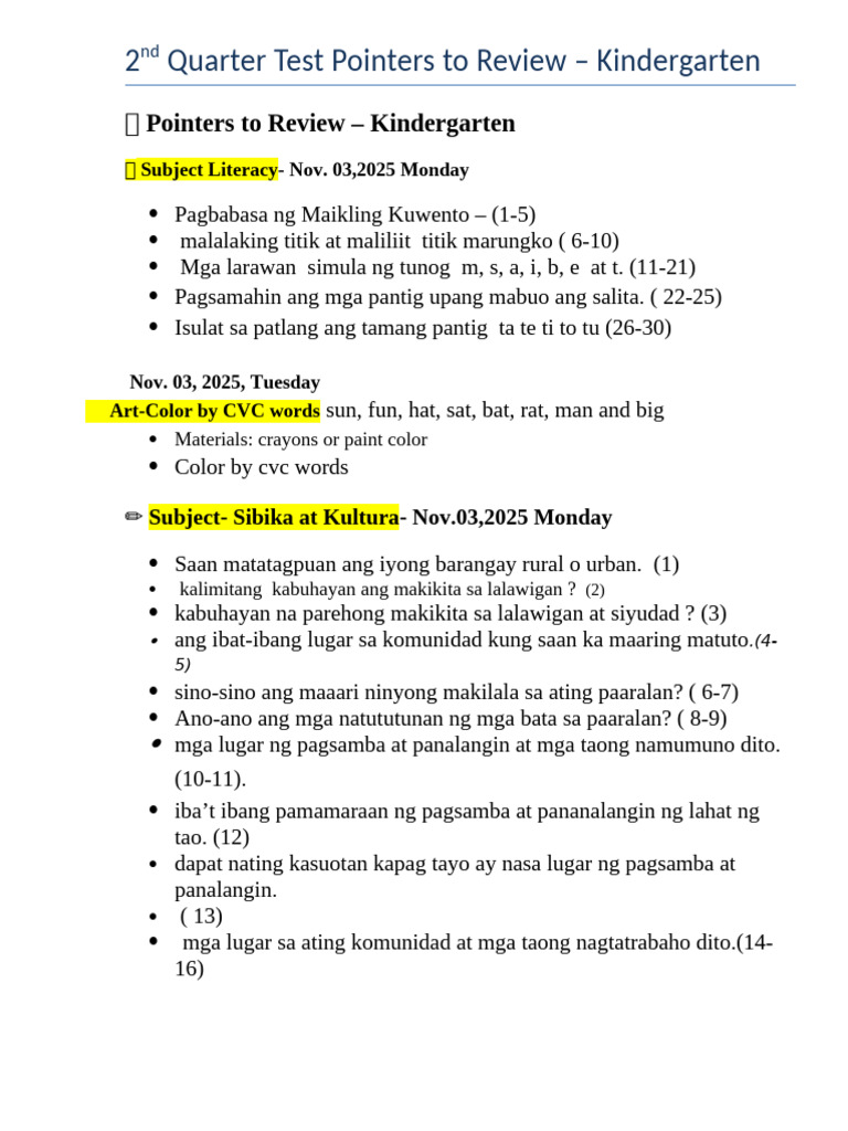 2nd Quarter Assessment Pointers To Review | PDF