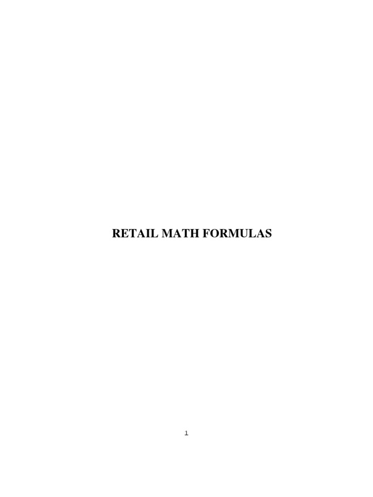 Retail Math | PDF | Gross Margin | Retail