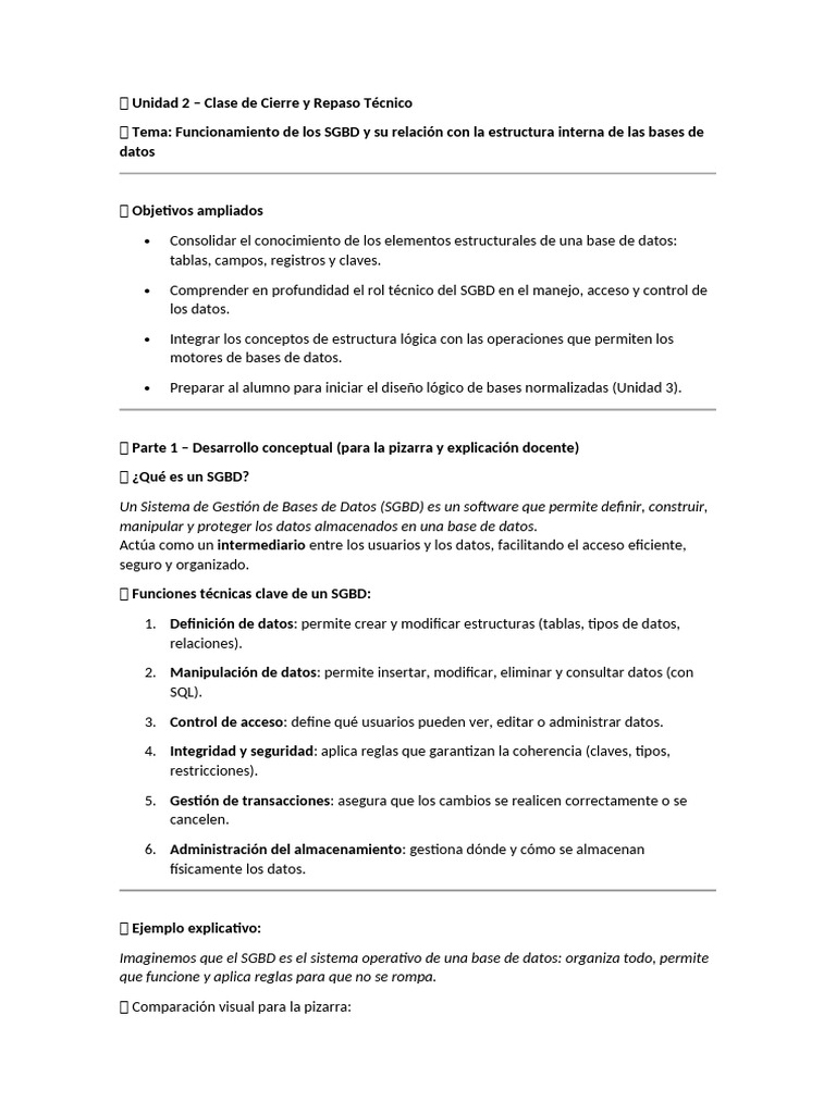 CLASE 7 - Repaso Técnico - Cómo Funcionan Los SGBD | PDF | Bases de datos | SQL