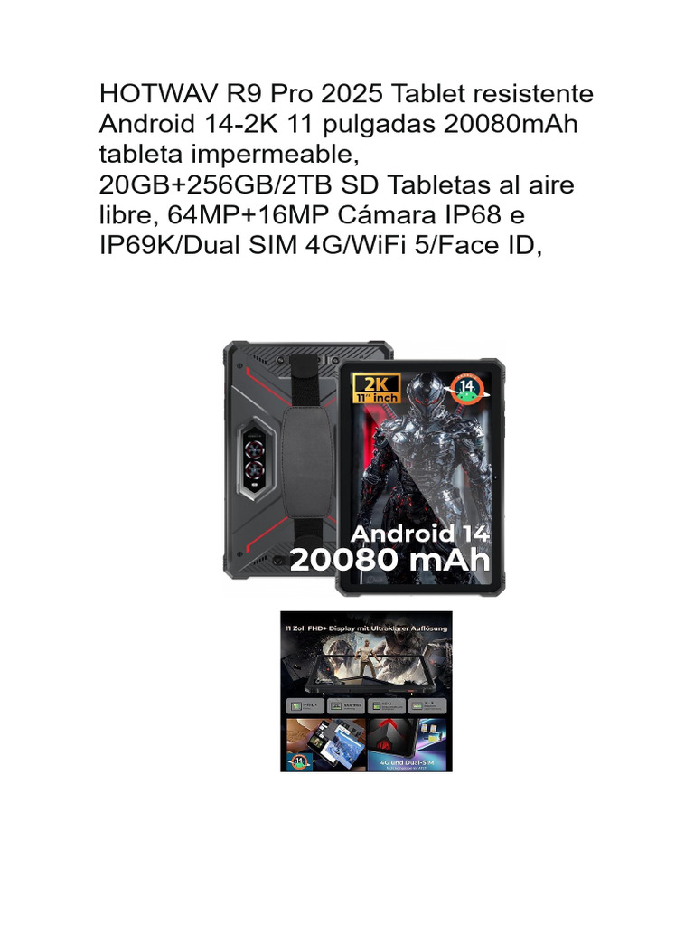 Tablet HOTWAV R9 Pro: Resistente y Potente | PDF | Tableta | USB