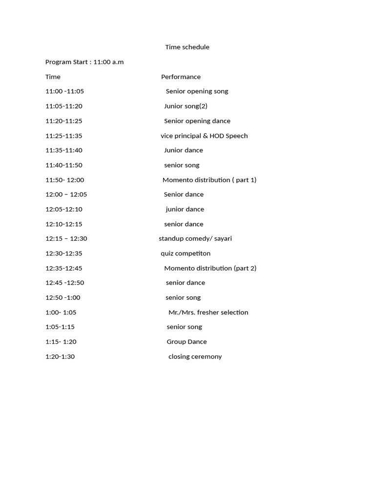 Time Schedule | PDF