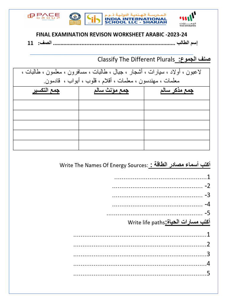 Gr.11 Final Worksheet 2023-24 | PDF