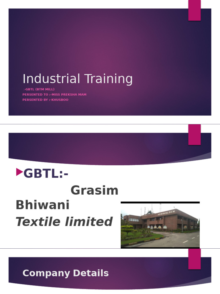 GBTL Bhiwani Textile Mill Overview | PDF | Textiles | Yarn