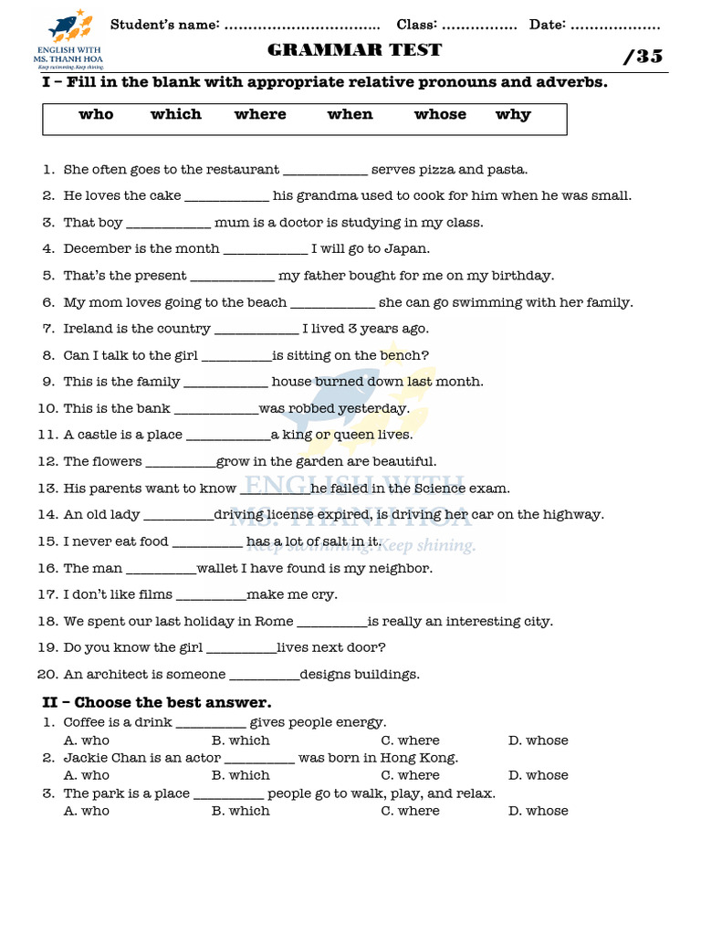 G5 Unit 3 Grammar CHeck | PDF
