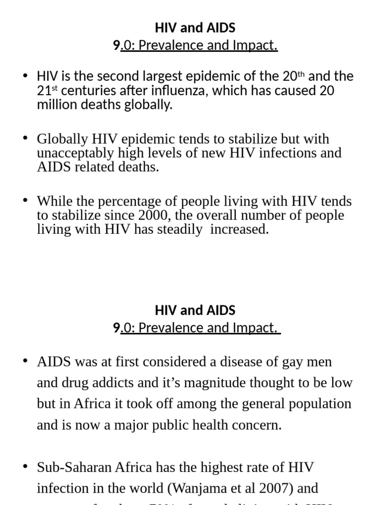 Lecture 9 Prevalence and Impact of HIV | PDF | Hiv/Aids | Hiv