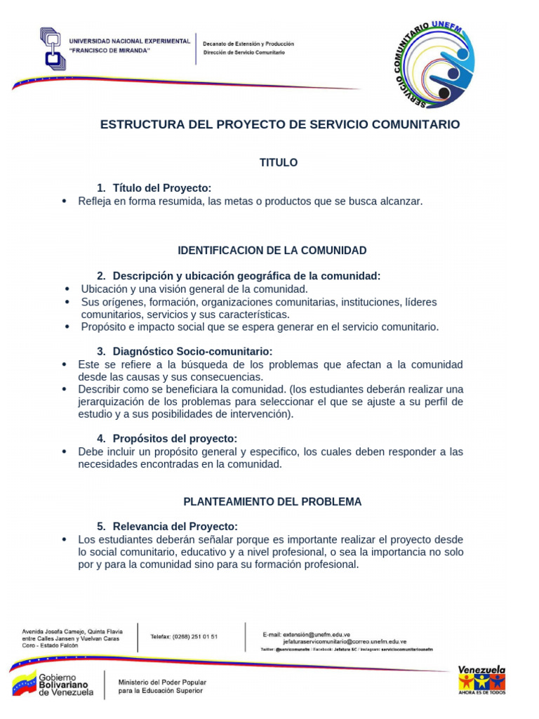 Estructura Del Proyecto de Servicio Comunitario | PDF | Presupuesto