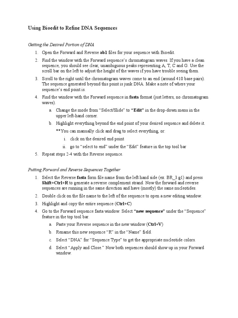 Using Bioedit Pdf Sequence Alignment Biotechnology