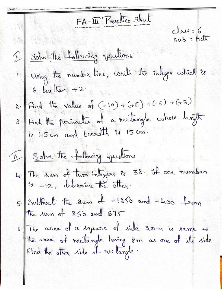 FA - III Math Practice Sheet | PDF