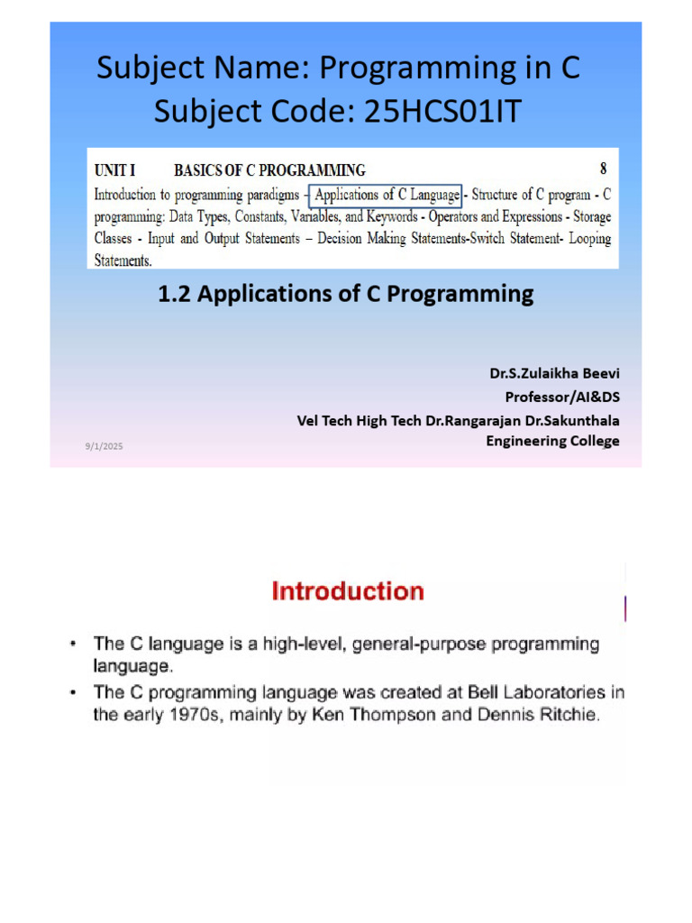 1.2 Application of C Programming | PDF | Computer Programming | Embedded System