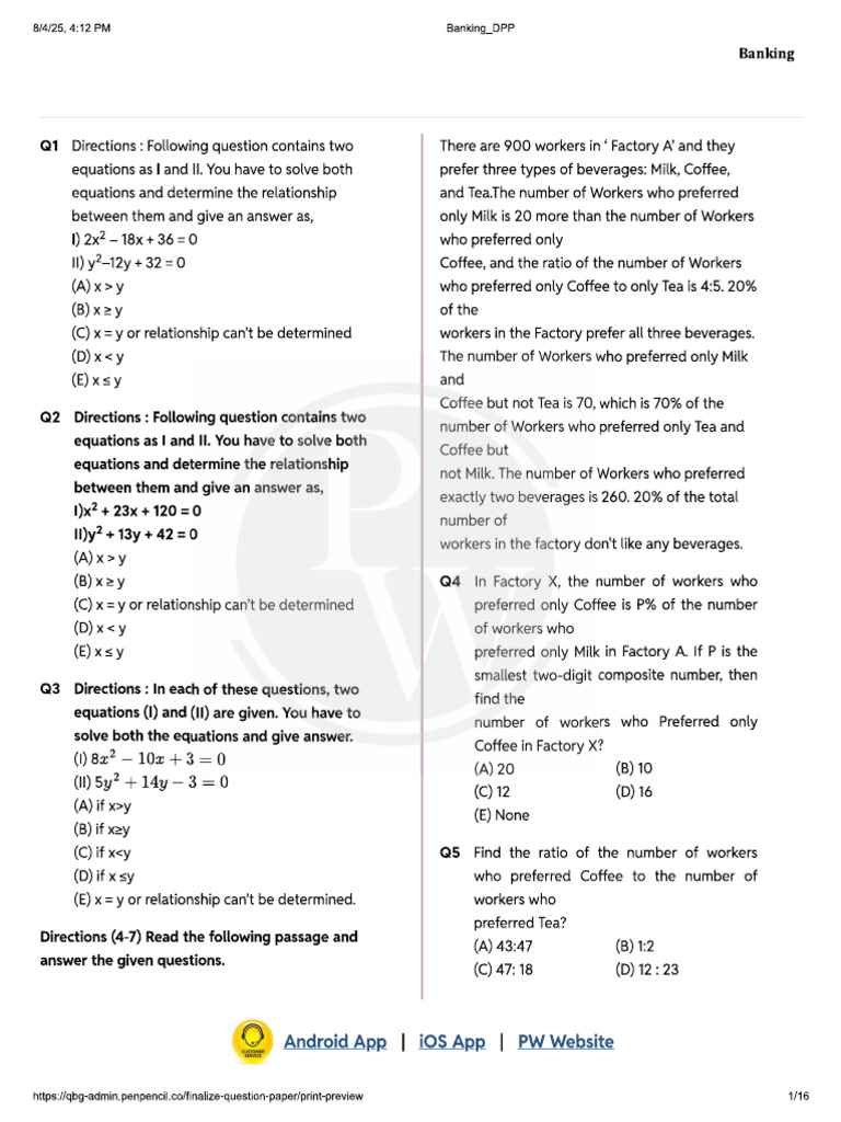 Sbi Po Pre 2025 - Memory Based Paper - Quant | PDF