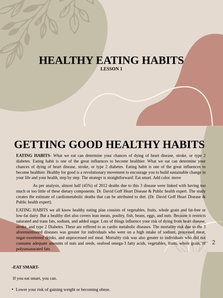 HEALTHY-EATING-HABITS | PDF | Healthy Diet | Sleep