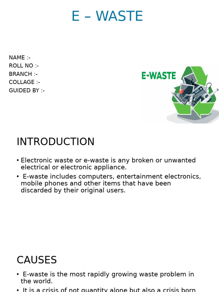E – WASTE | PDF | Electronic Waste | Waste