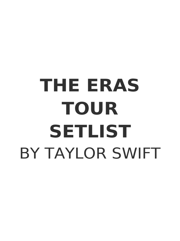 The Eras Tour Setlist - A5 Bookfold | PDF | Song Recordings Produced ...