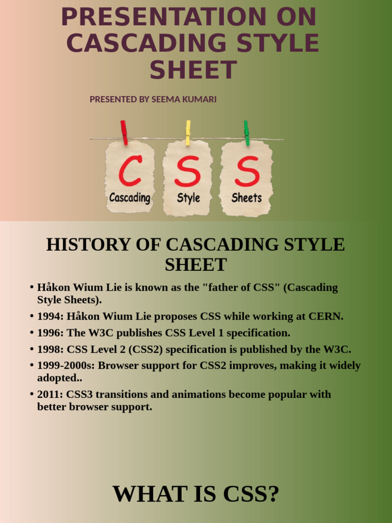 Presentation on Css | PDF | World Wide Web Consortium | Cascading Style ...