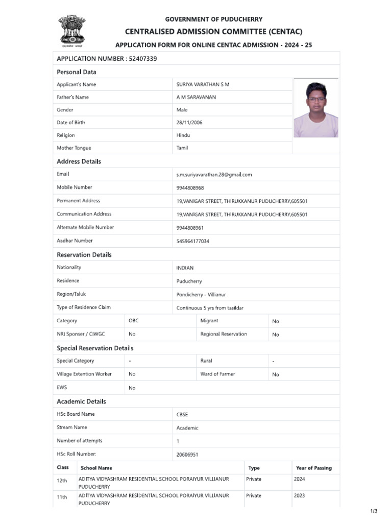 Centac Application Form | PDF
